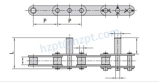 China Double Pitch Conveyor Chains with Extended Pins C2052F2 C2052F14 ...
