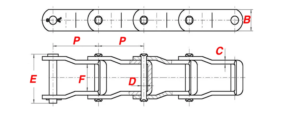 Steel Pintle Chain 667X Chain 667X Pintle Chain for Manure Spreader and ...
