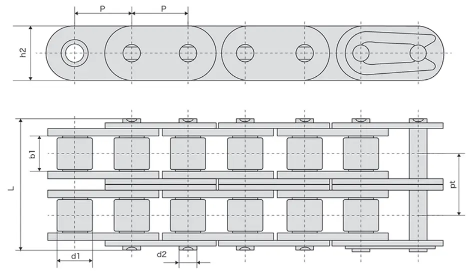 China C08BSS-2 Duplex Stainless Steel Roller Chain with Straight Side ...